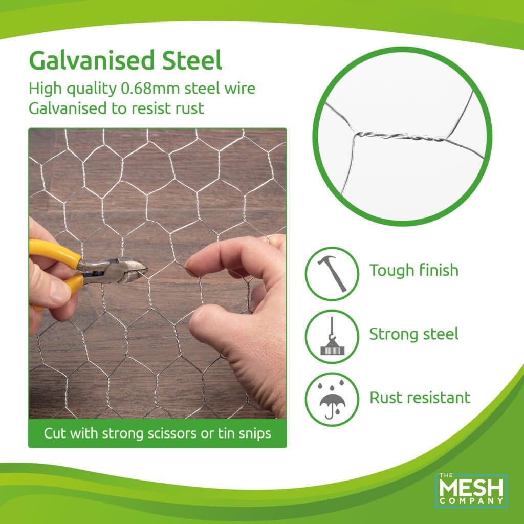 25mm (1") Galvanised Steel Chickenwire Mesh - The Mesh Company